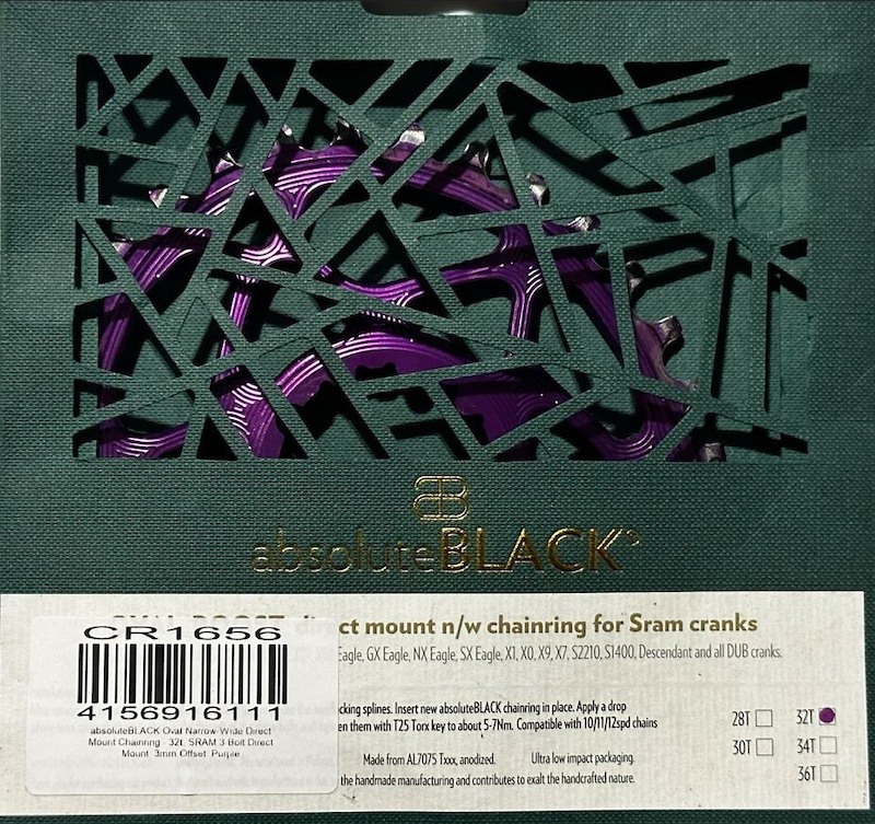 2022 absoluteBlack 32t 3mm offset Purple SRAM 3 bolt For Sale
