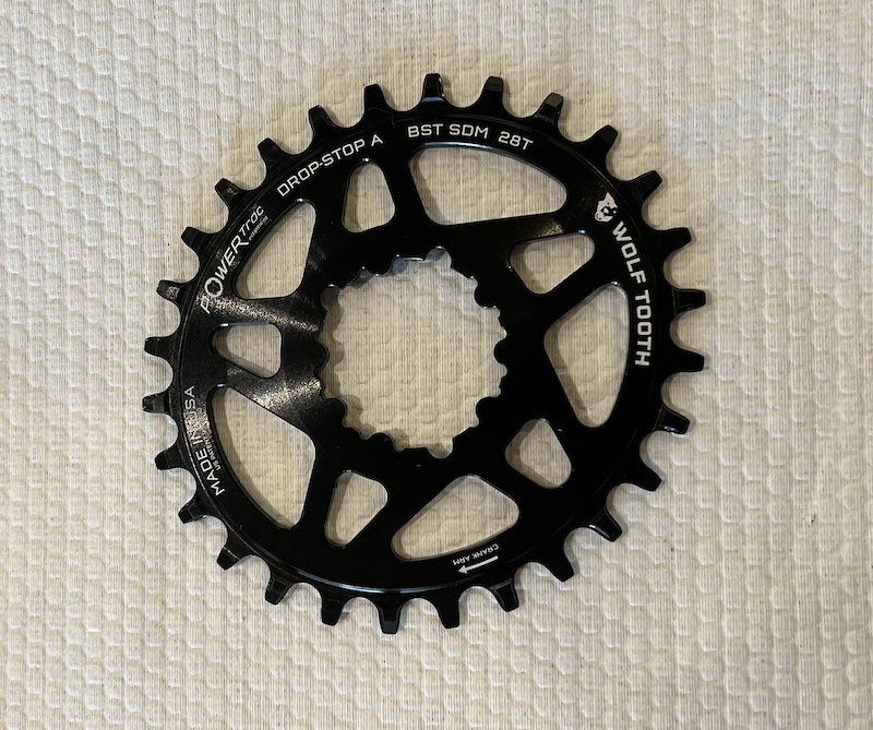 2023 WOLF TOOTH SRAM DIRECT MOUNT OVAL 28T CHAINRING BLACK For Sale