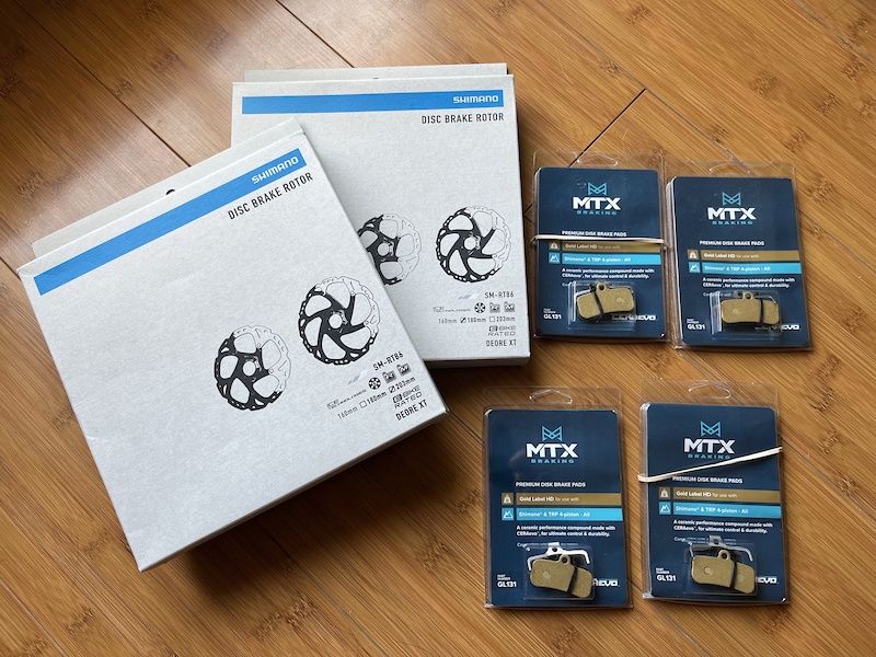 2023 Shimano XT Rotors + Gold Label HD MTX Pads For Sale