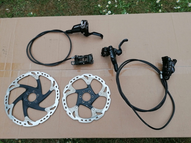 Shimano zee hydraulic brakes 203/180 ice tech rotors For Sale