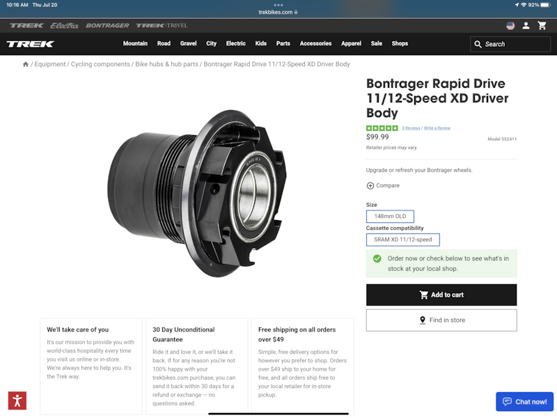 2022 Sram XD Driver and End Cap - Bontrager Rapid Drive Hub For Sale