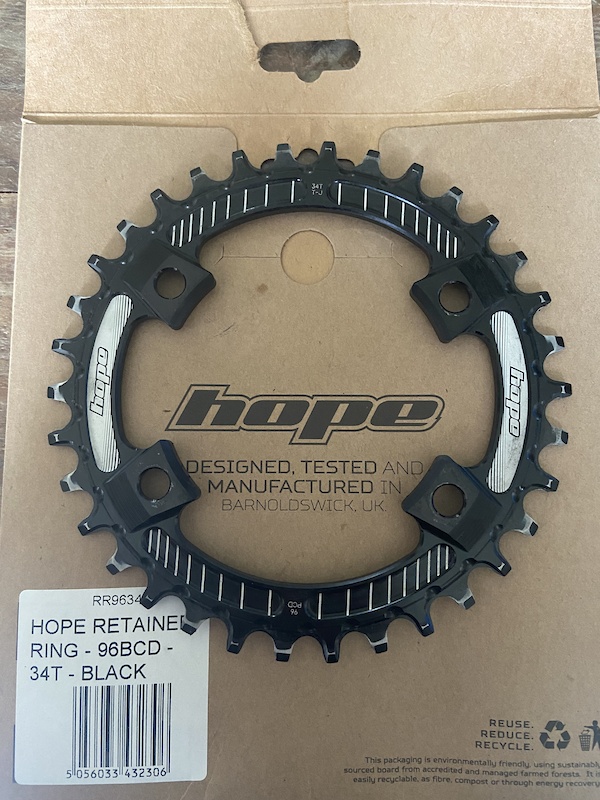 2022 Hope Retainer Chain Ring, 96BCD, 34T, Black For Sale