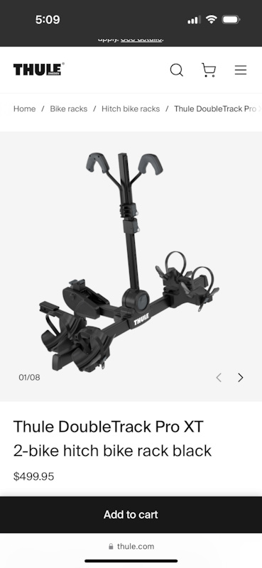 2022 Thule DoubleTrack Pro XT 2-bike hitch rack For Sale