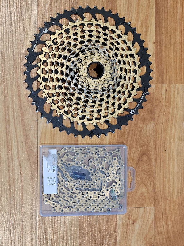 SRAM XX1 Cassette 10-52 Gold and XX1 Chain Gold For Sale