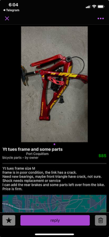 2012 Broken Yt tues frame and some parts For Sale