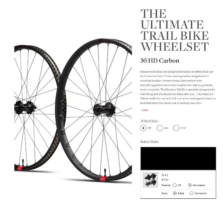 2023 Carbon Bike Rims Pair - Reserve 30/HD For Sale