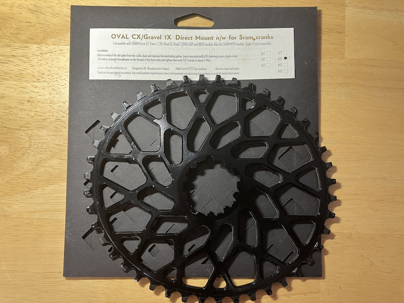 Absolute Black 44t Oval CX/Gravel 1x Chainring SRAM For Sale