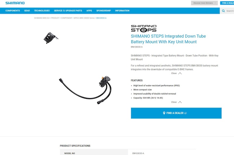 Shimano Steps Integrated Battery fittings For Sale