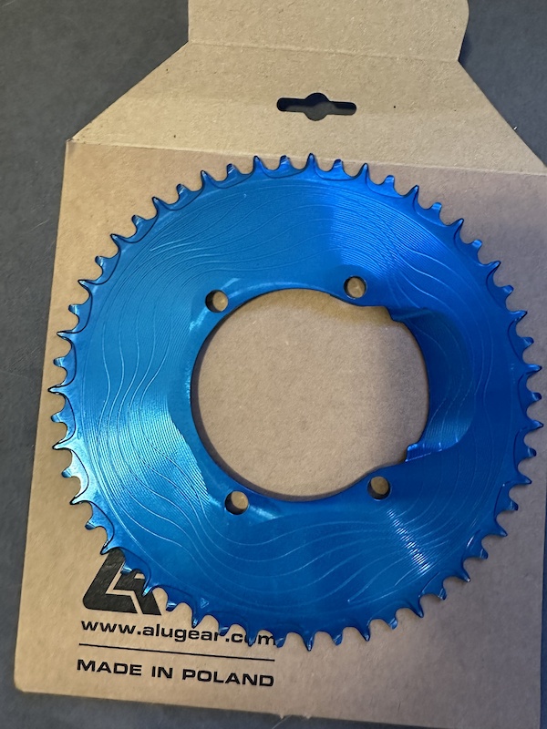 AluGear 1x Chainring 54t Round Blue Shimano with cover For Sale