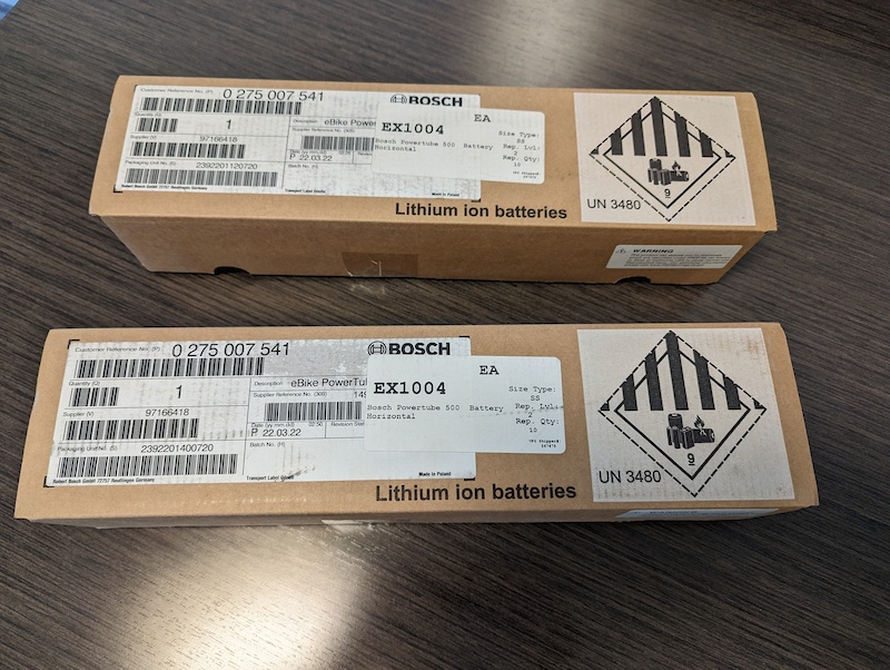2024 Bosch eBike Powertube 500 Horizontal Batteries For Sale