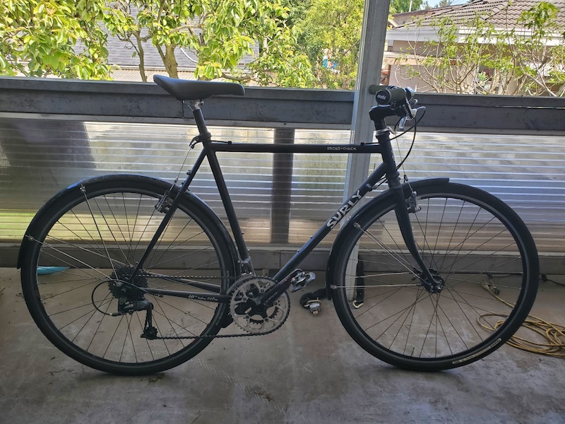 Surly Cross-Check 56cm bicycle + HMPL custom frame bag For Sale