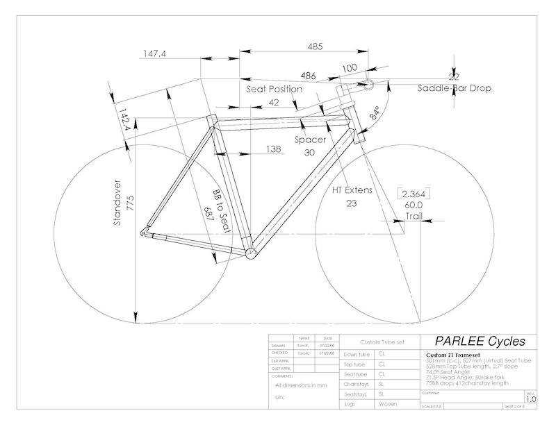2008 Parlee Z1 custom build 53 cm approx For Sale