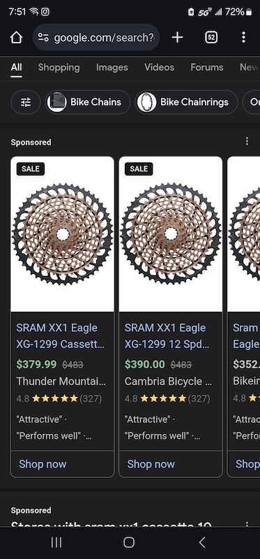 2023 Copper Sram XX1 12 speed 10-52T Cassette AND CHAIN For Sale