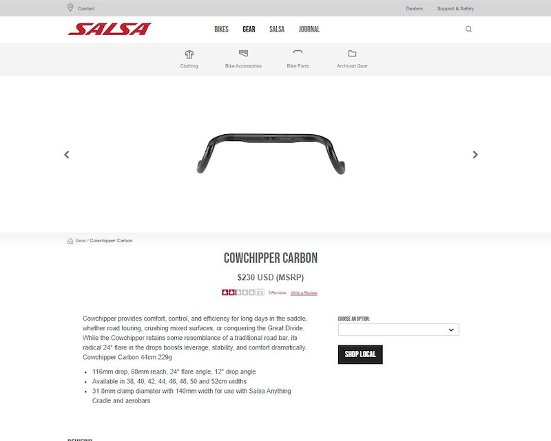 Salsa Cowchipper Carbon bars For Sale