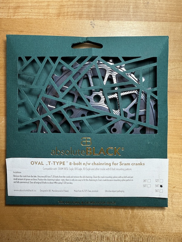 2024 Absolute Black Oval T-Type chainring for SRAM 34 tooth For Sale