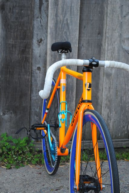 FIXIE ORANGE BLUE FIXED ROAD BIKE For Sale