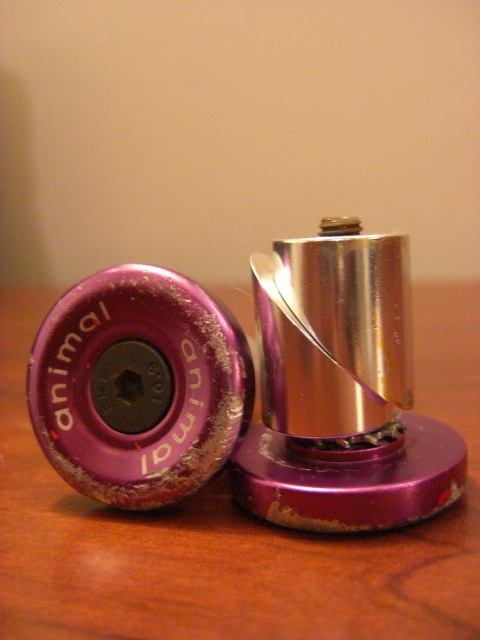 purple aluminum animal bar ends For Sale
