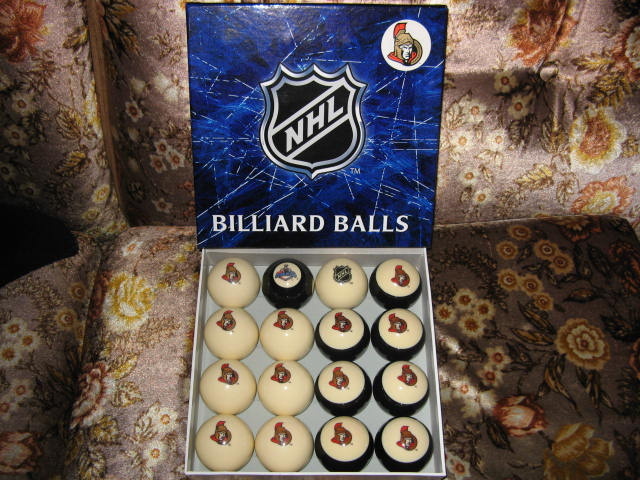 Brand New Ottawa Senators NHL Billiard Balls - Official Size For Sale