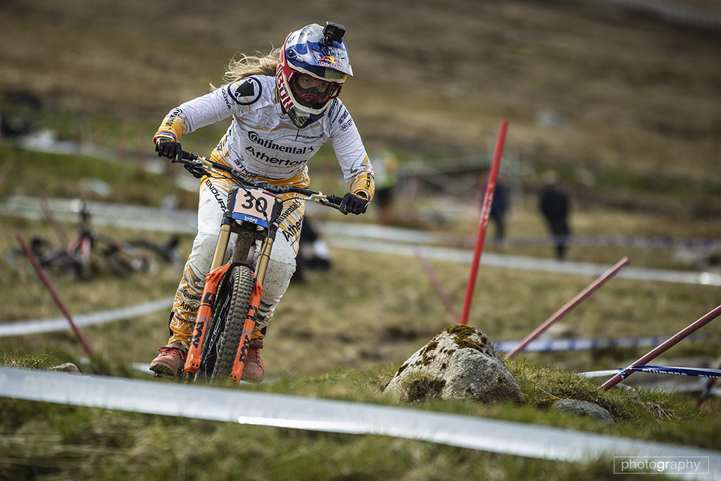 Rachel Atherton at Fort William World Cup DH Track in Fort William, United Kingdom - photo by ...