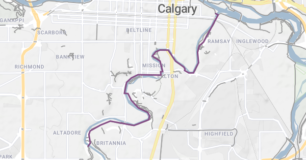 Elbow River Pathway (River Park to Fort Calgary) Mountain Biking Trail ...